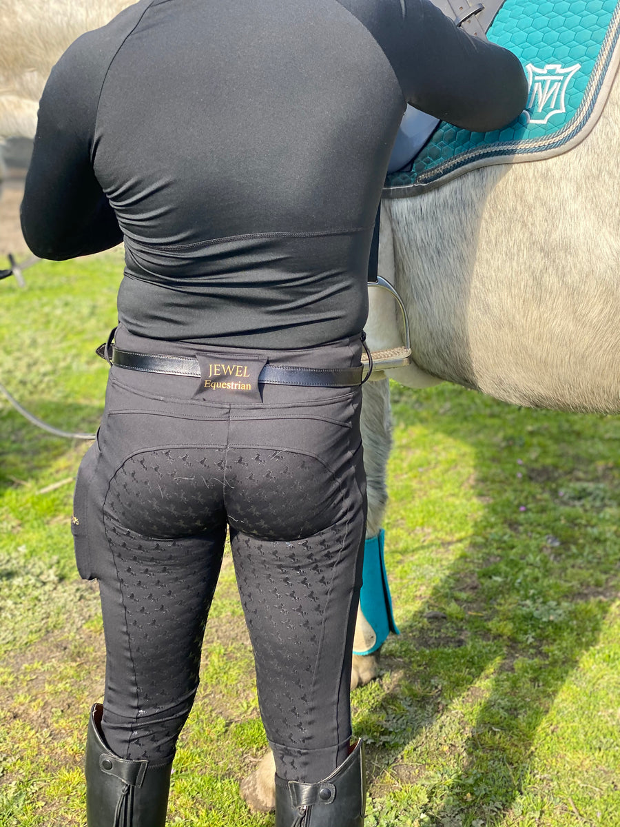 Jewel Equestrian Riding Tights - BLACK